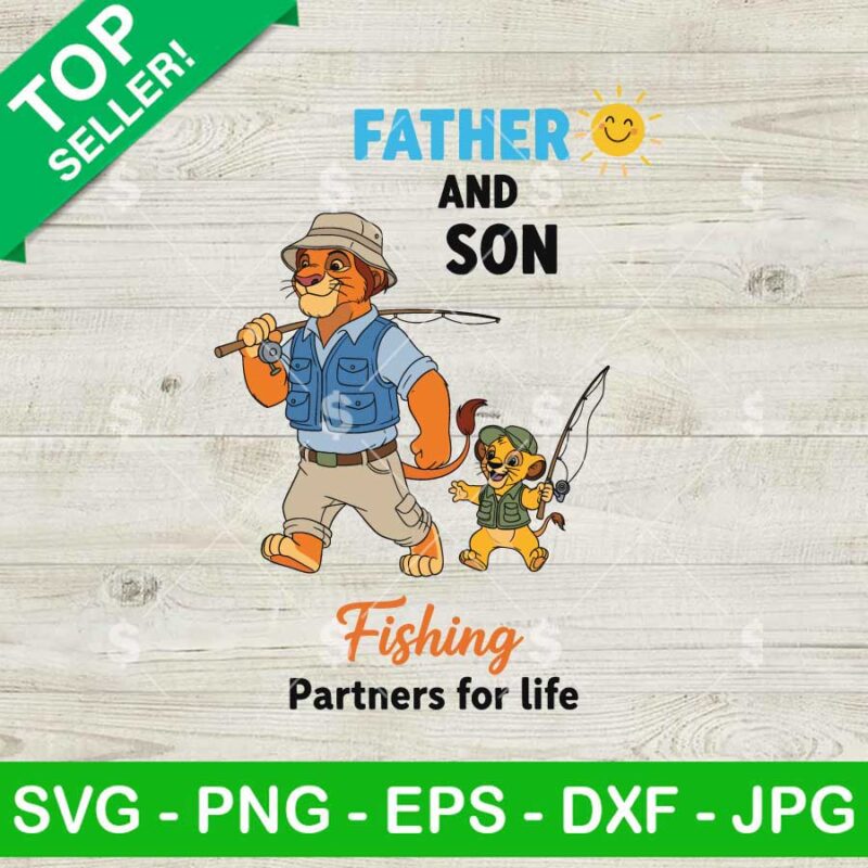 Lion King Dad And Son Svg, Father And Son Fishing Partners For Life Svg ...