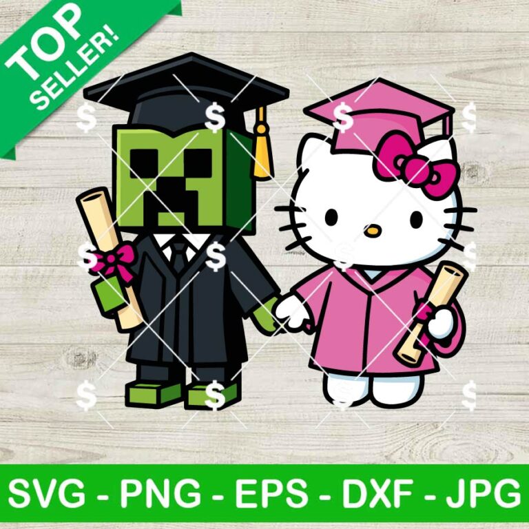 Minecraft And Hello Kitty Graduation Svg, Hello Kitty Wearing Grad Cap ...