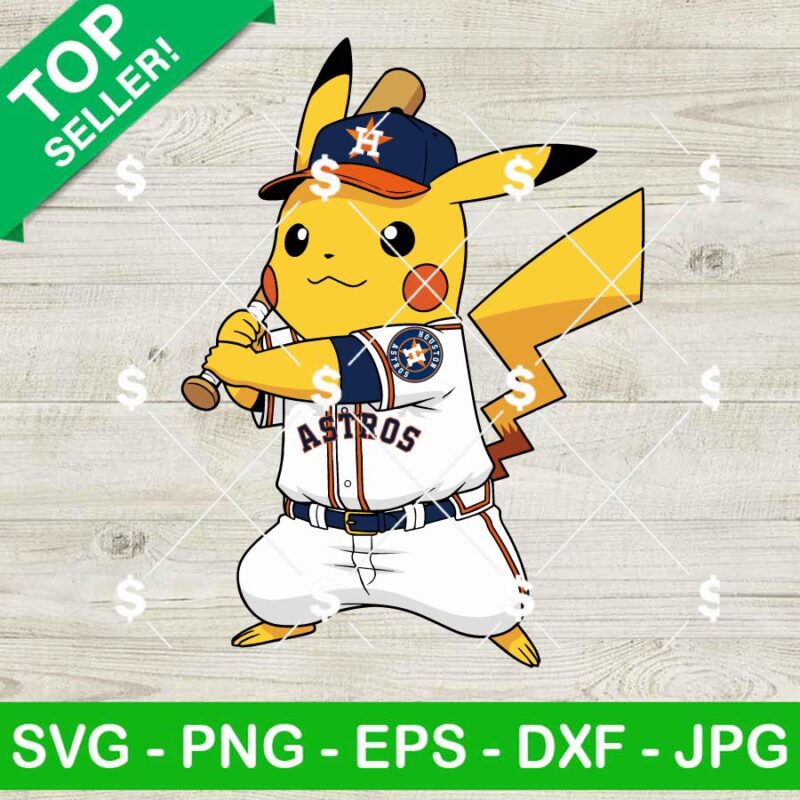 Pikachu Houston Astros Baseball Uniform Svg, Pikachu Playing Baseball ...