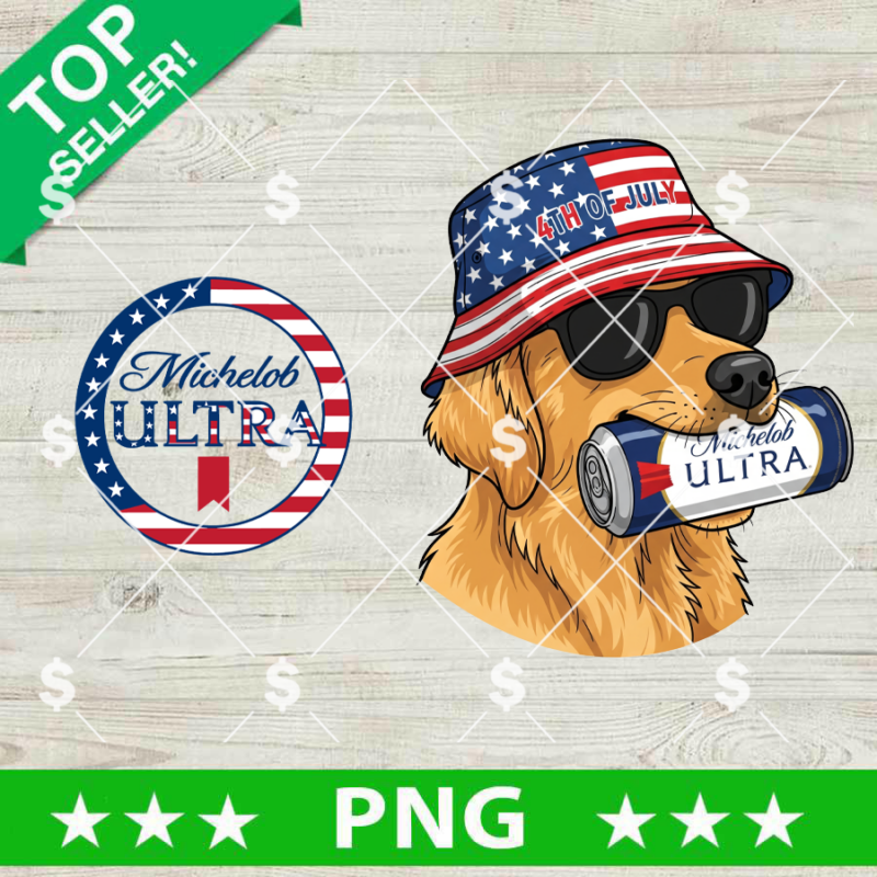 Golden Retriever Michelob Ultra Beer Png, 4th Of July Michelob Ultra ...