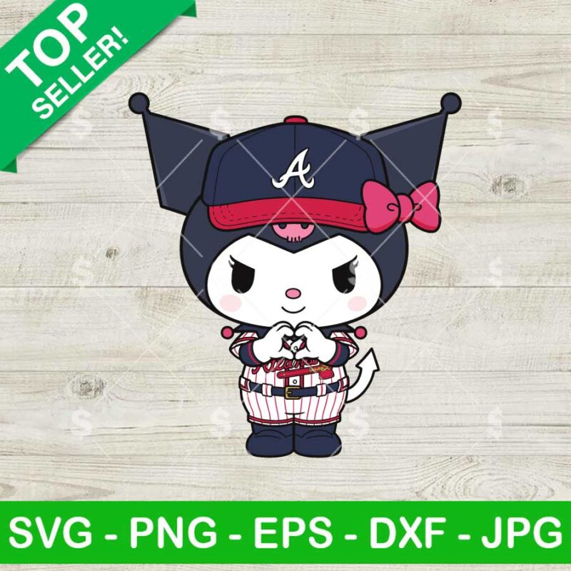 Kuromi Atlanta Braves Heart Hand Svg, Kuromi Sanrio Baseball Svg, Cute ...