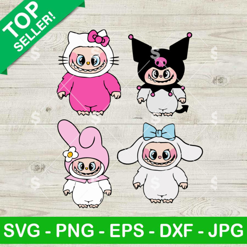Labubu Sanrio Characters Bundle SVG, Kuromi Labubu SVG, Cinnamoroll ...