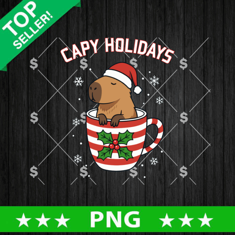 Capy Holidays PNG, Capybara Christmas Holidays PNG, Capy Santa PNG